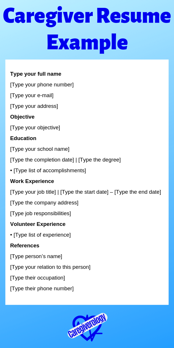Caregiver Resume Help And Example Caregiverology